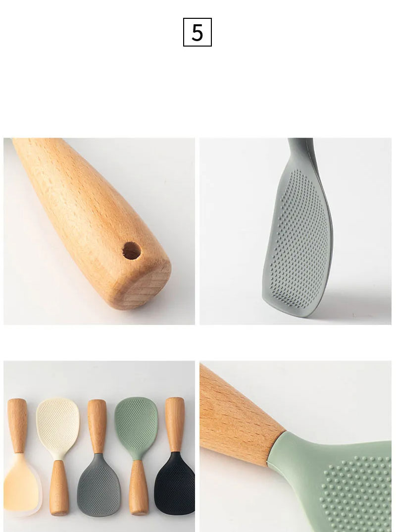 1Pc Silicone Spoon Non-stick Cooking Spoon Anti-scalding Pot Rice High ...