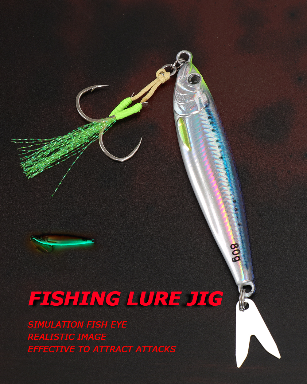Tolure 2024 New Jigging Lures 40g 60g 80g Long Casting Fishing Jig Lure 3D Printed Body Luminous ...