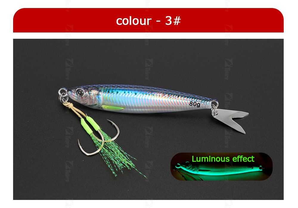 Tolure 2024 New Jigging Lures 40g 60g 80g Long Casting Fishing Jig Lure 3D Printed Body Luminous ...
