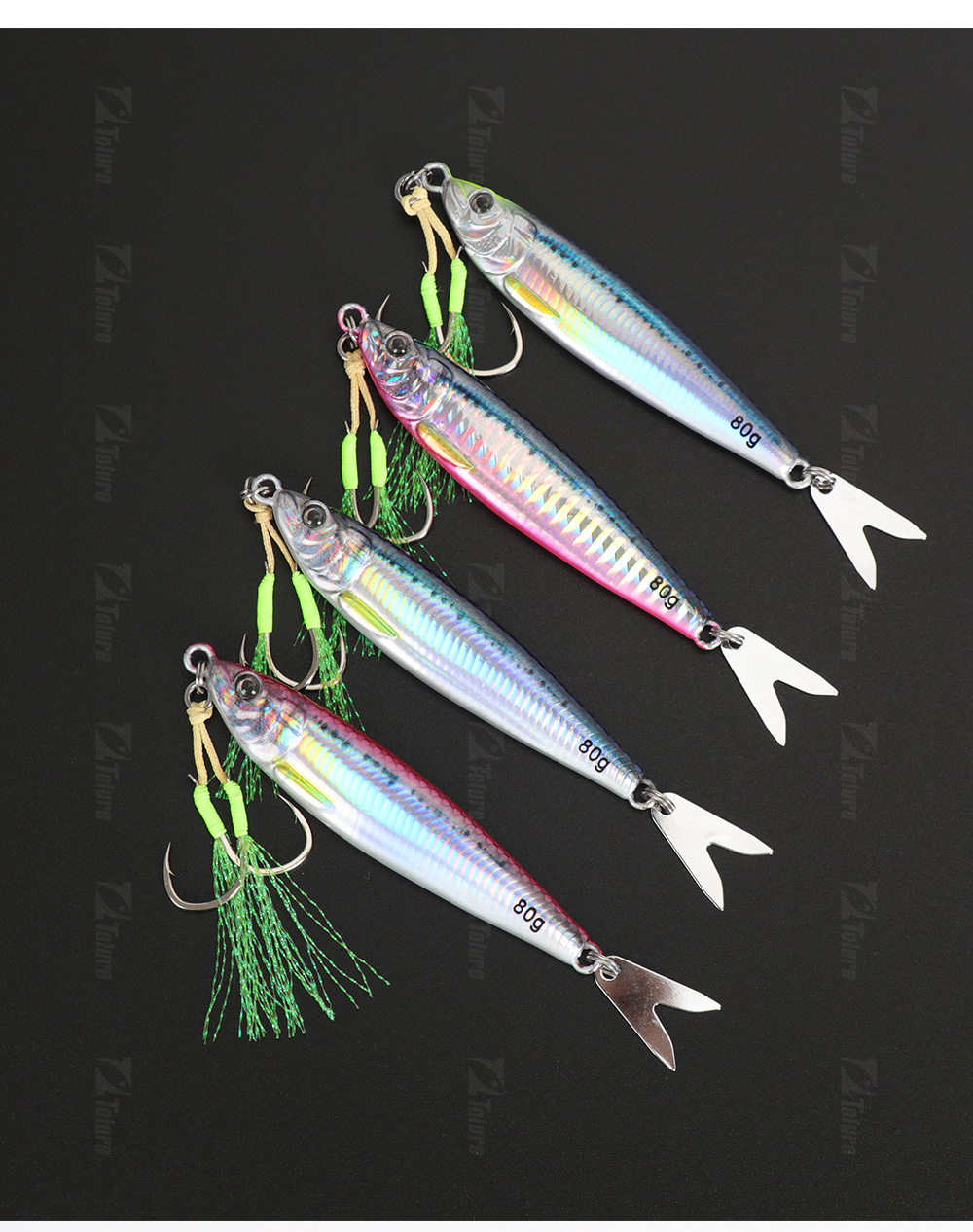 Tolure 2024 New Jigging Lures 40g 60g 80g Long Casting Fishing Jig Lure 3D Printed Body Luminous ...