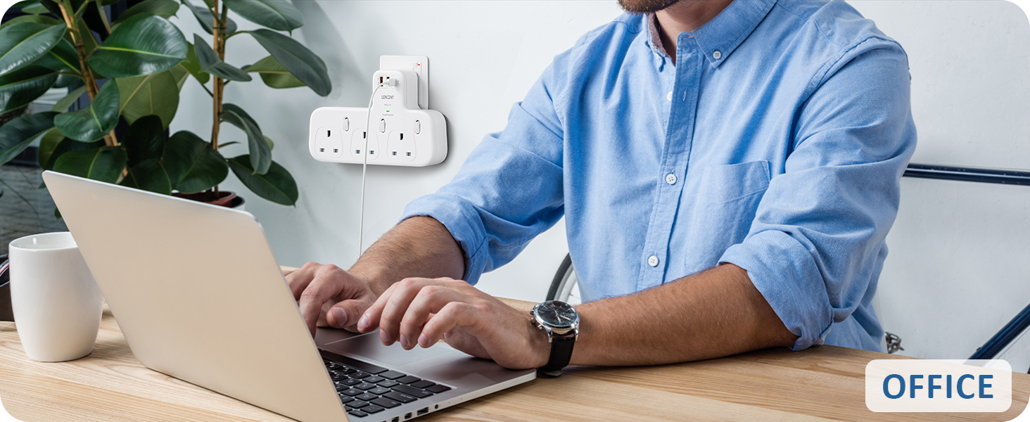 Lencent Surge Protected 3 Way Plug Extension Pd 20w Usb C And 2 Usb A Qc 3 0 Multi Plug Adaptor