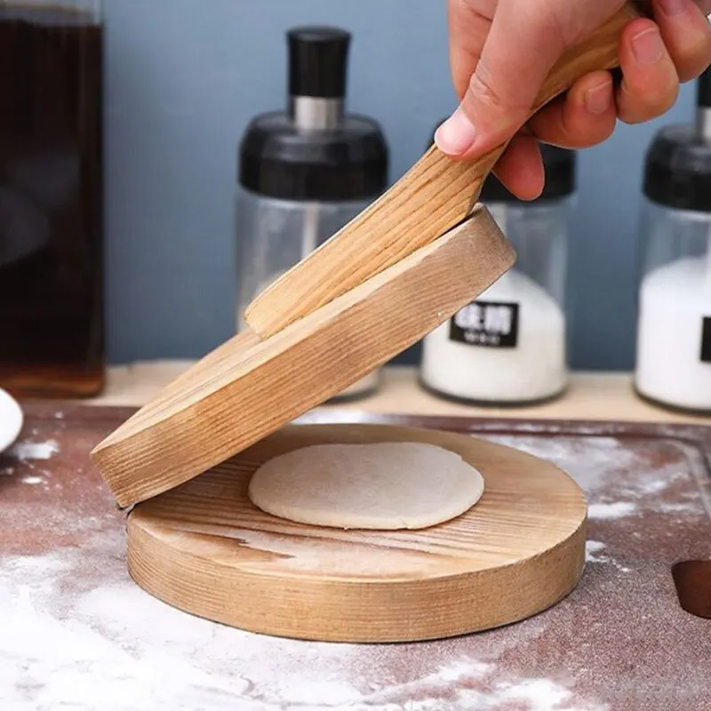 1PC Solid Wood Dough Press Tool Quick Easy Dumpling Skin Presser Home ...