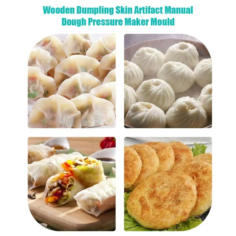 1PC Solid Wood Dough Press Tool Quick Easy Dumpling Skin Presser Home ...