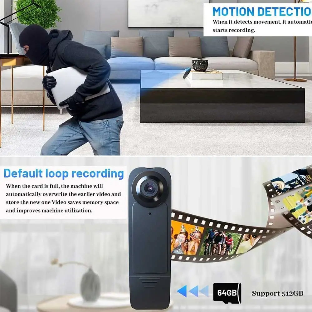 1080P Mini Body Camera with Upgraded Clip Small Personal Wearable ...