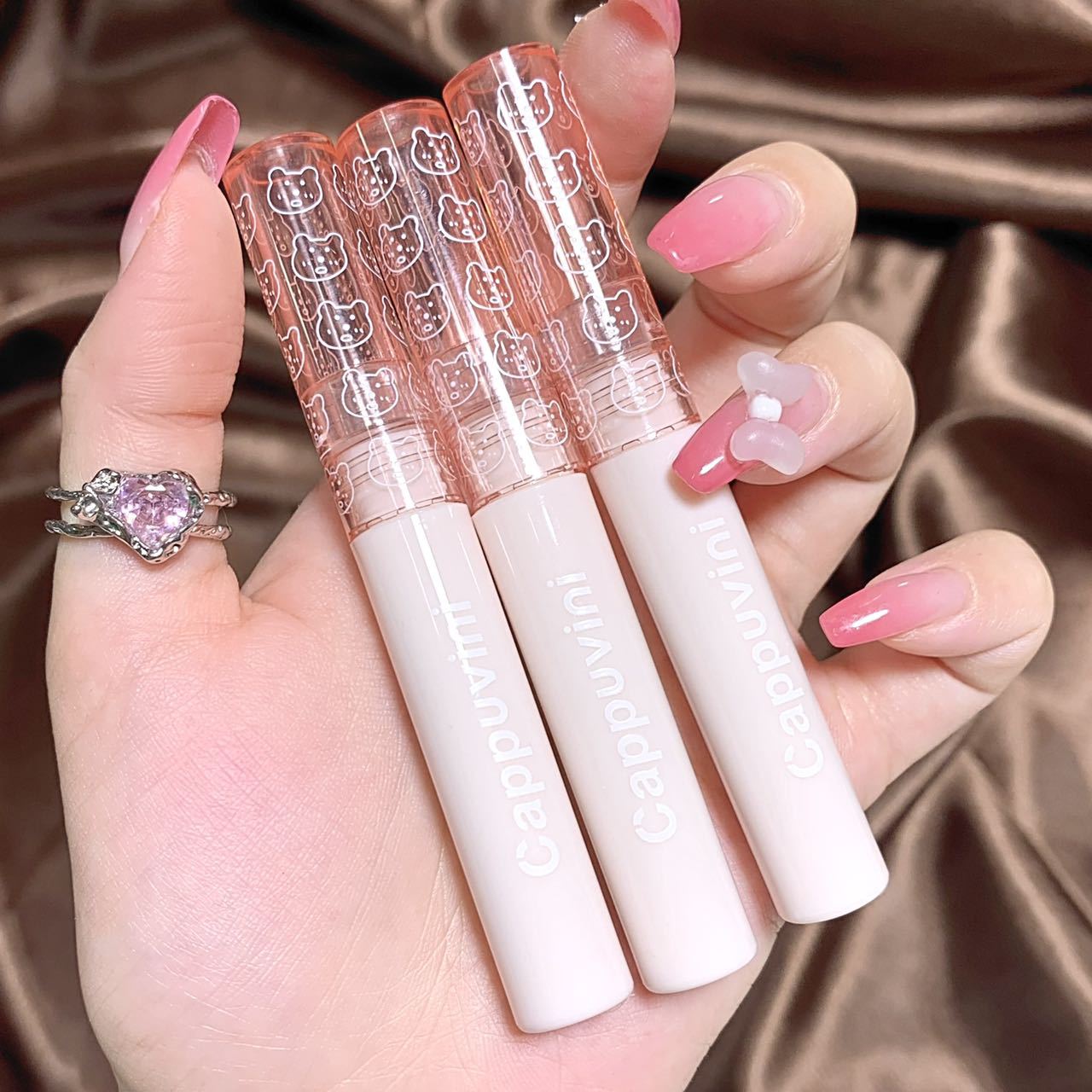 CAPPUVINI 3 Colors Lipstick Set Mirror Glaze Long Lasting Gloss Color ...