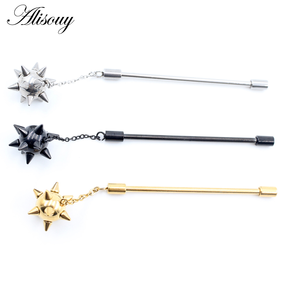 Alisouy 2 Pieces Stainless Steel Meteor Hammer Chain Earring Piercing ...