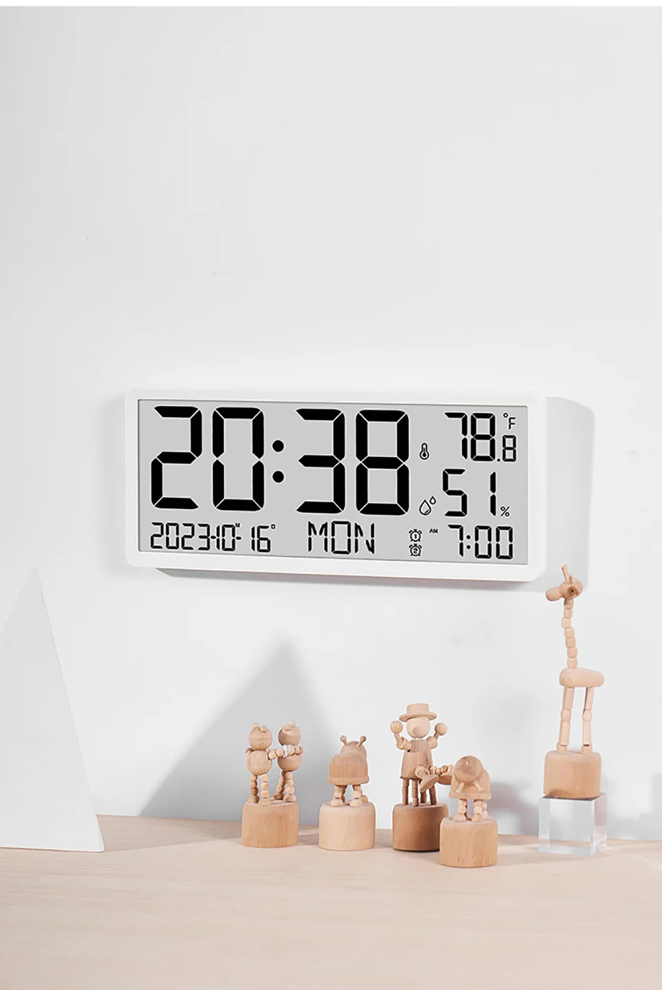 LCD Large Screen Digital Wall Clock Multifunctional Time Temperature ...