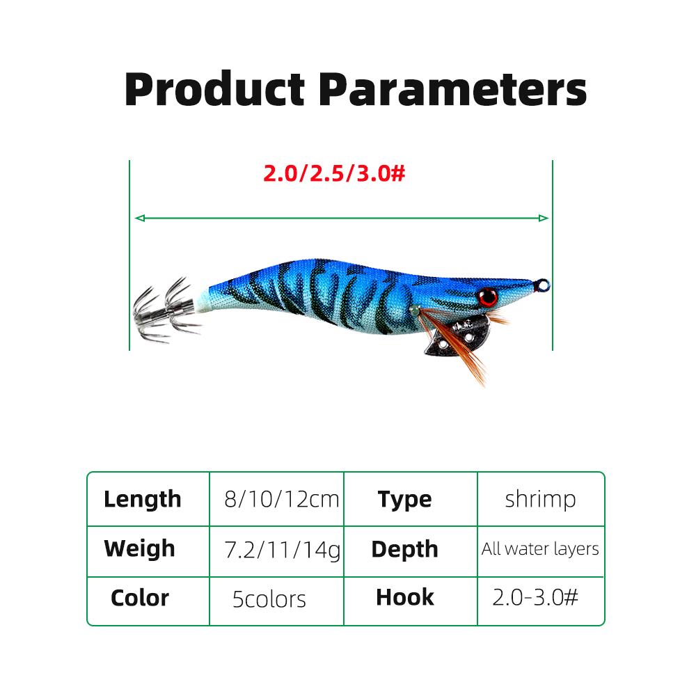 Squid Jig Hard Fishing Lures Shrimp Prawn Luminous Glow in Dark ...