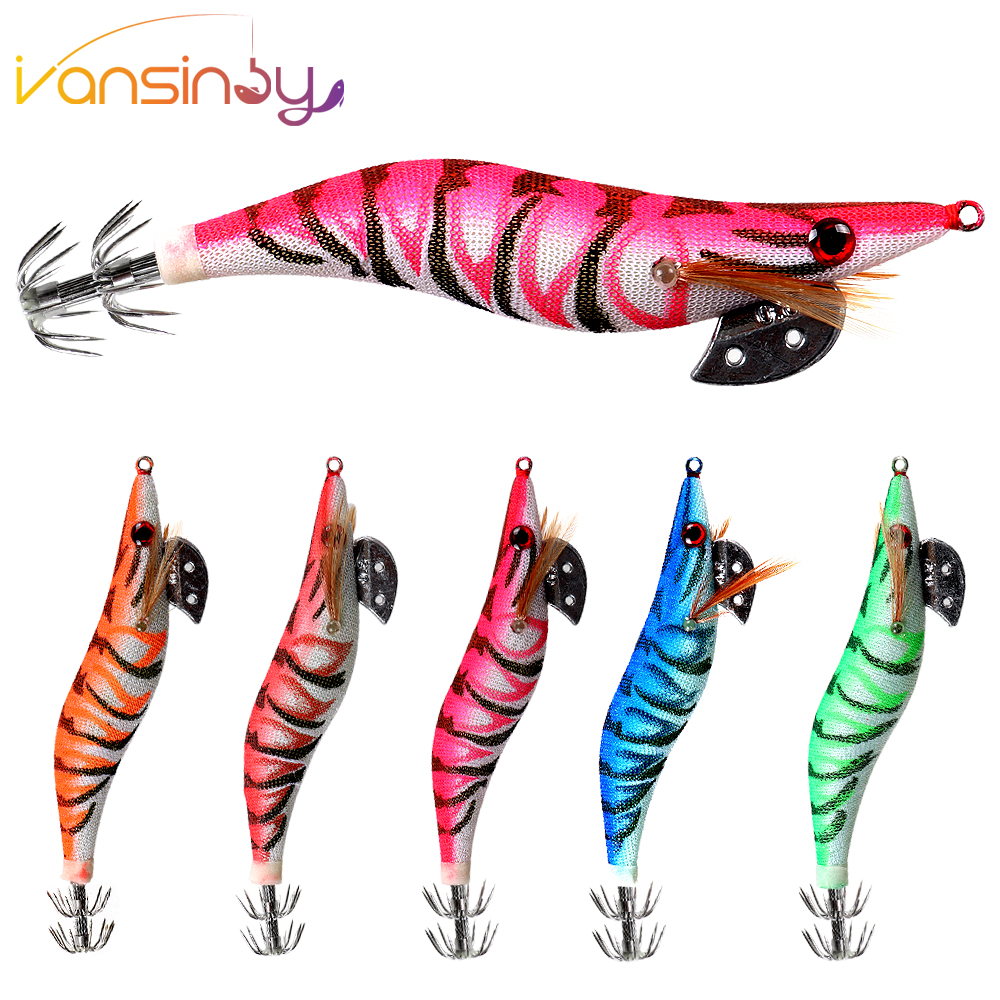 Squid Jig Hard Fishing Lures Shrimp Prawn Luminous Glow in Dark ...