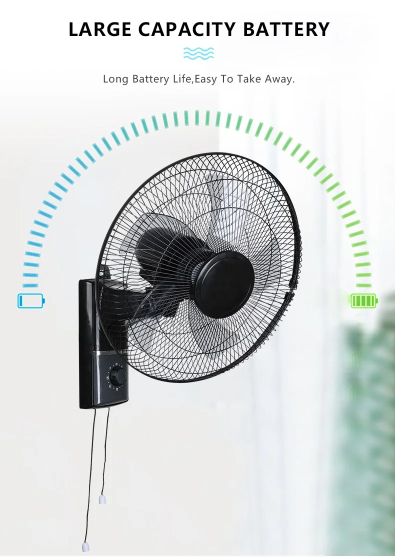 kipas solar 16 Solar Wall Fan Inch 3 Speed 5 Blades Strong Wind Solar ...