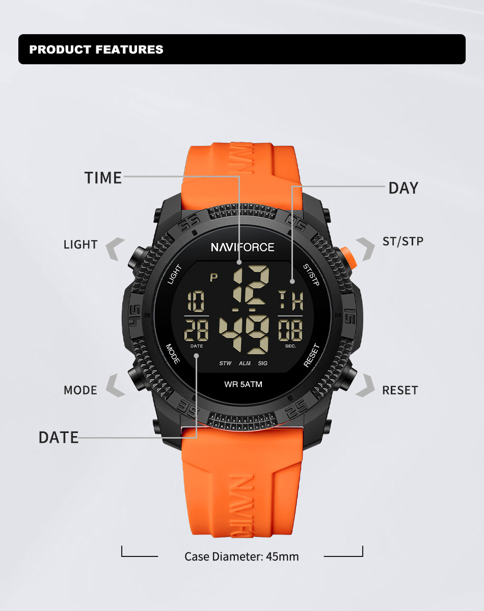 【NAVIFORCE】7104 New Model 2024 Original Sports Watch Waterproof Digital ...