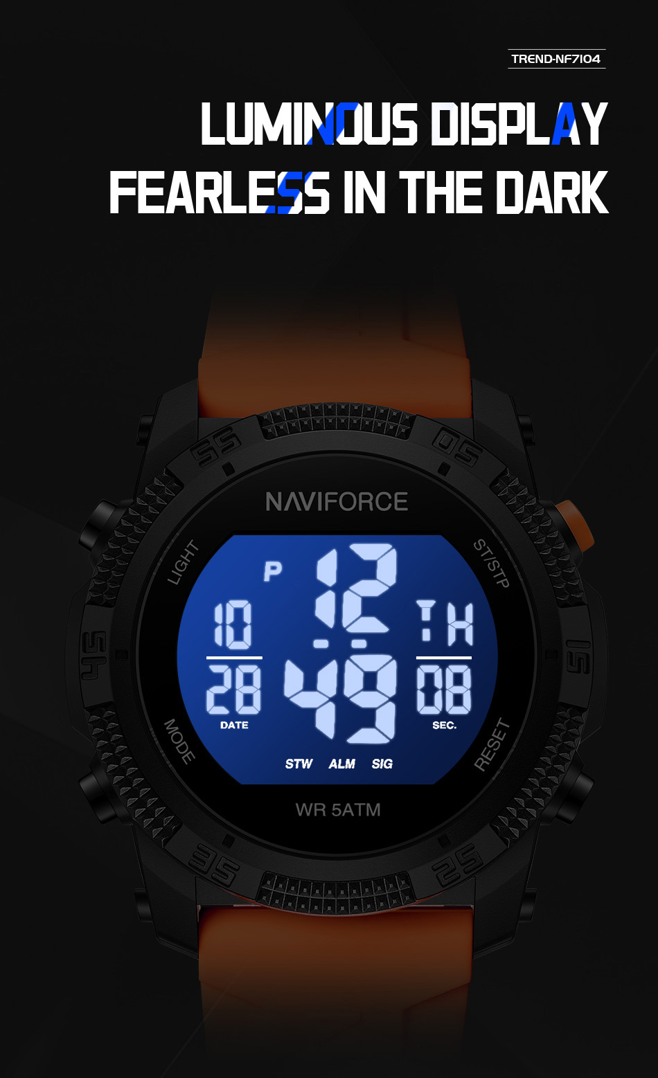 【NAVIFORCE】7104 New Model 2024 Original Sports Watch Waterproof Digital ...
