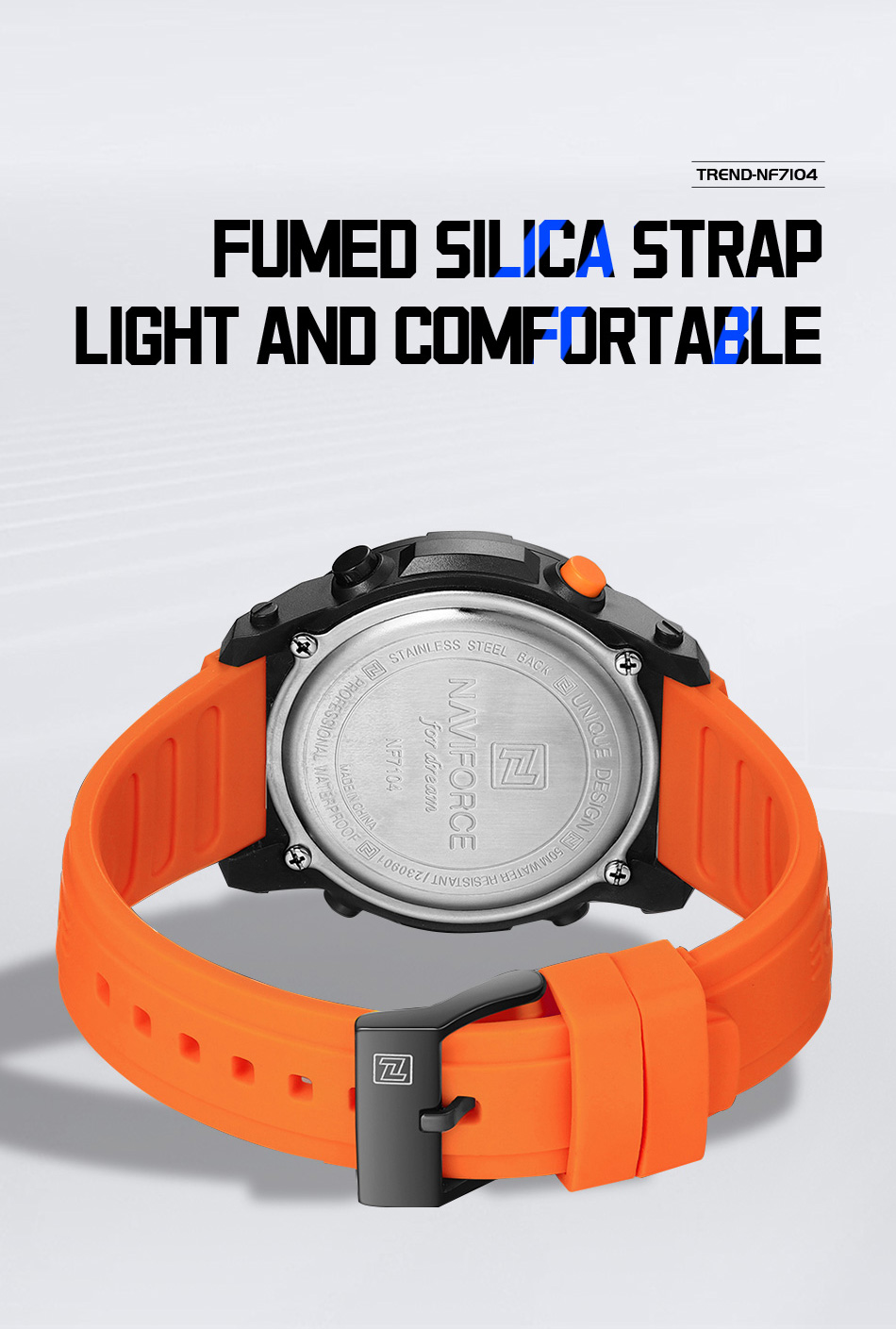 【NAVIFORCE】7104 New Model 2024 Original Sports Watch Waterproof Digital ...