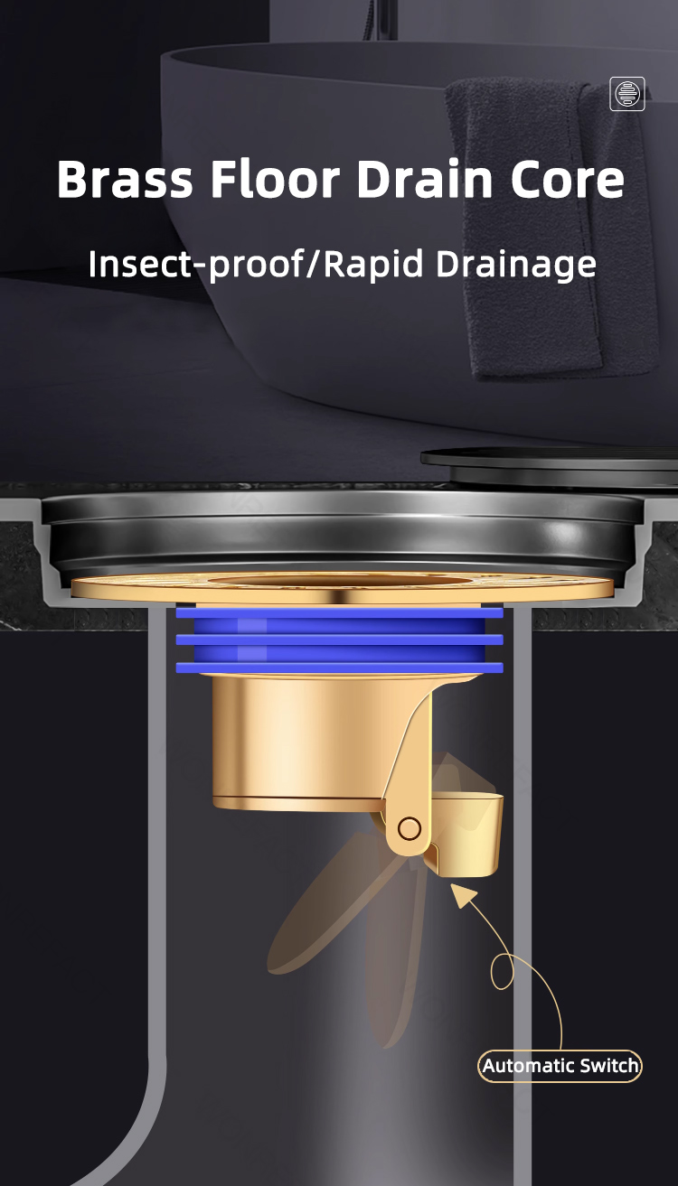 Bathroom Brass Floor Drain Core Insect Resistant Odor Hair Interception ...