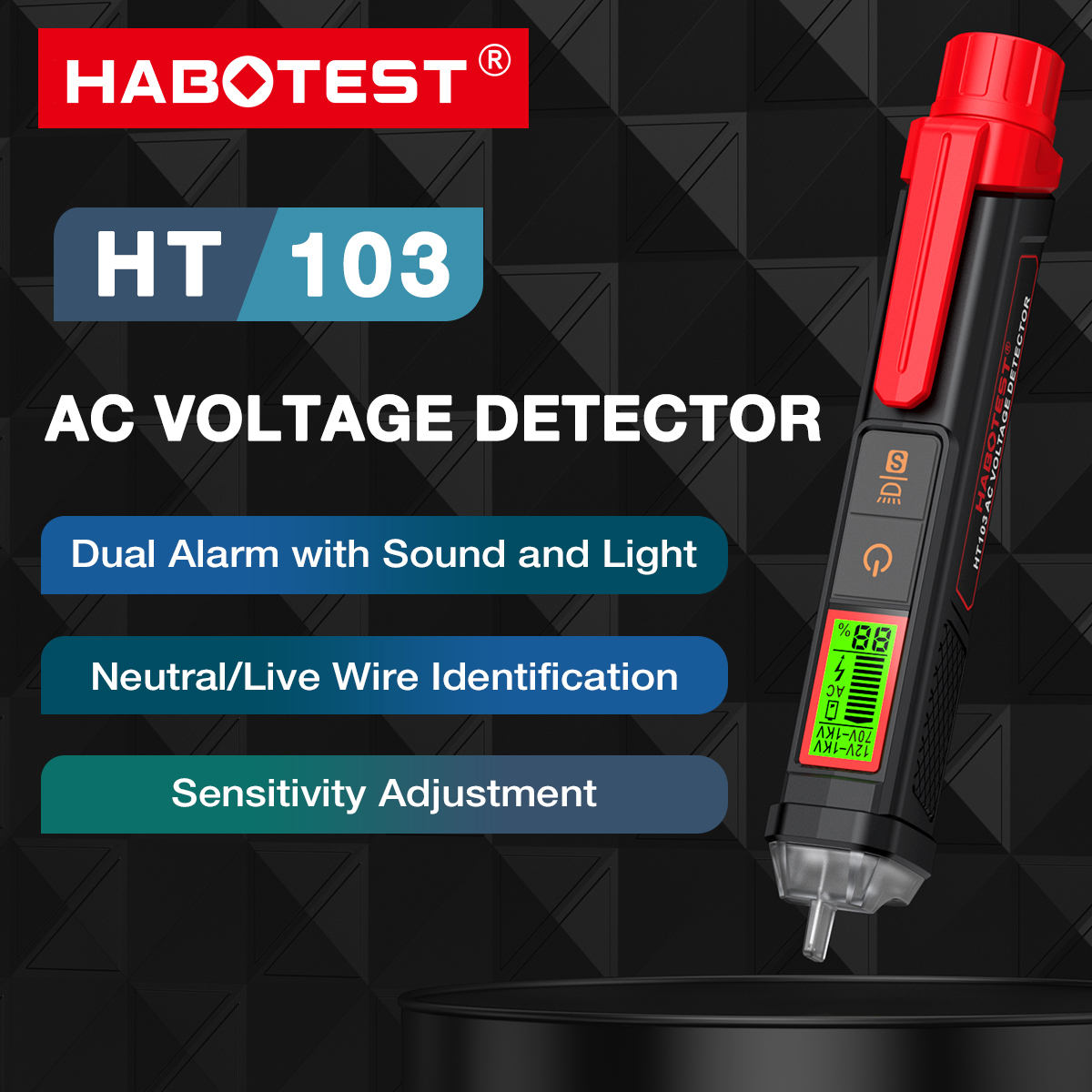 HABOTEST HT103 AC Voltage Tester 12~1000V Non-Contact Voltage Detection ...