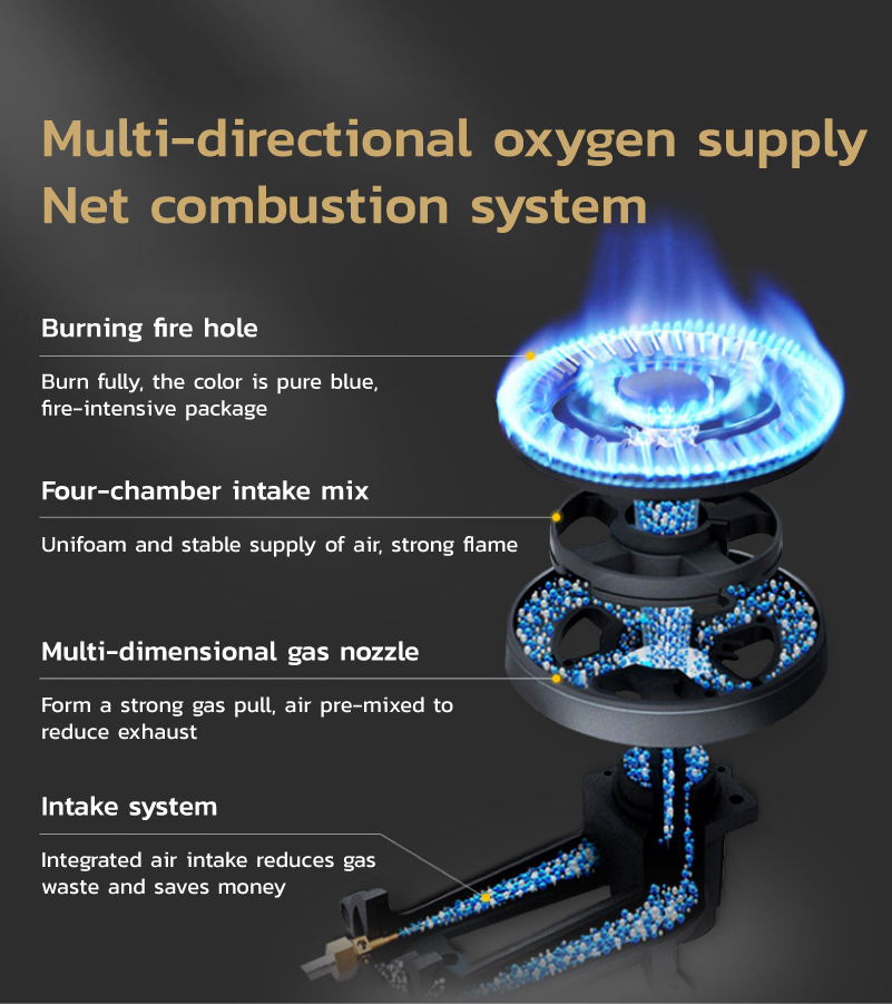 4200W Gas Stove Single Burner Tempered Glass Embedded Double Burner ...