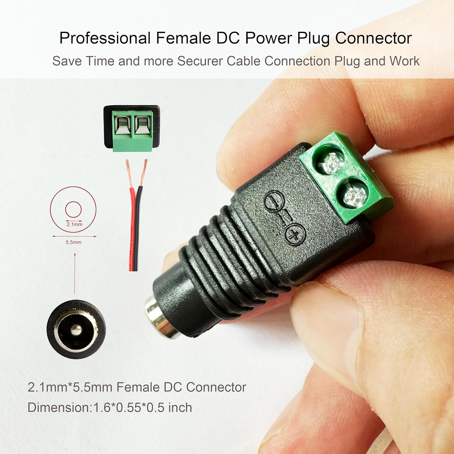 12V DC Power Connector 5.5mm x 2.1mm, CENTROPOWER (10 x Male + 10 x ...