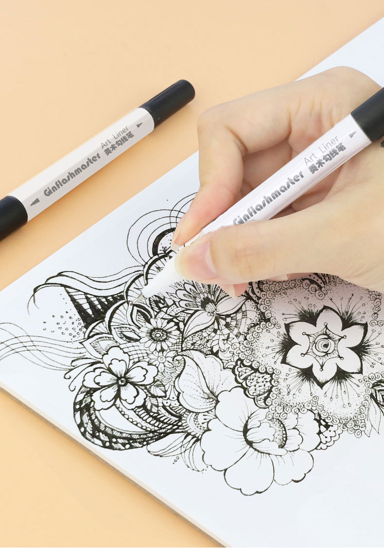 Ginflash 12pcs/box 99%Waterproof Art Sketch comics Art Marker Pen ...
