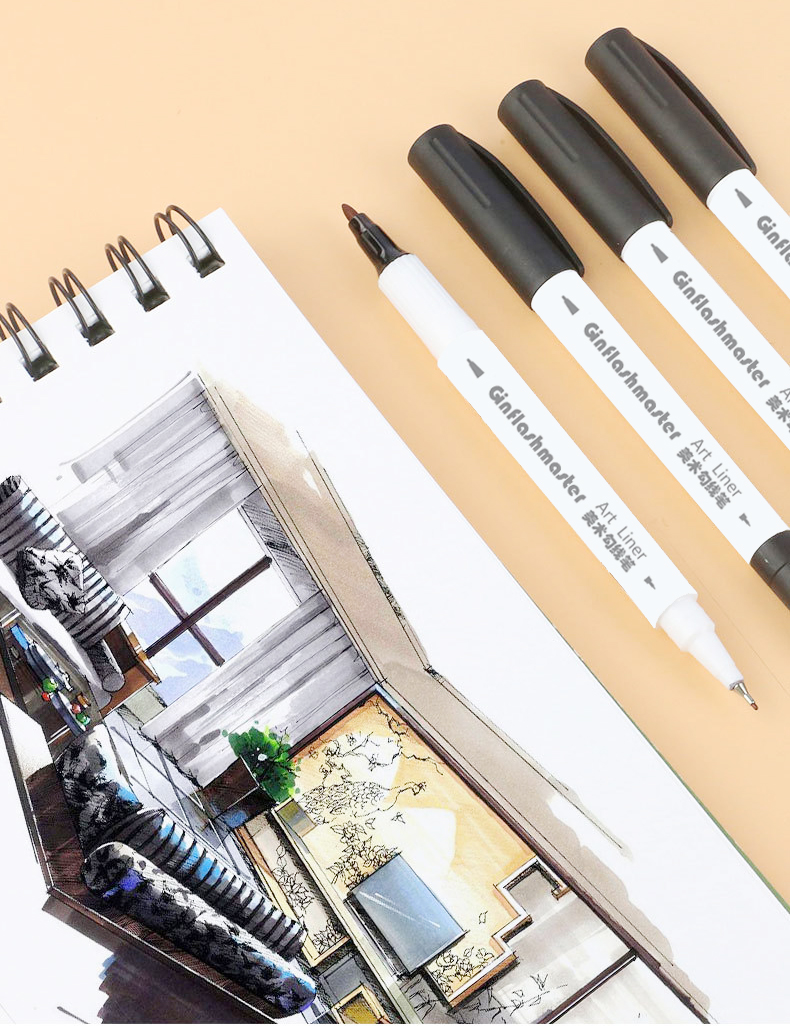 Ginflash 12pcs/box 99%Waterproof Art Sketch comics Art Marker Pen ...