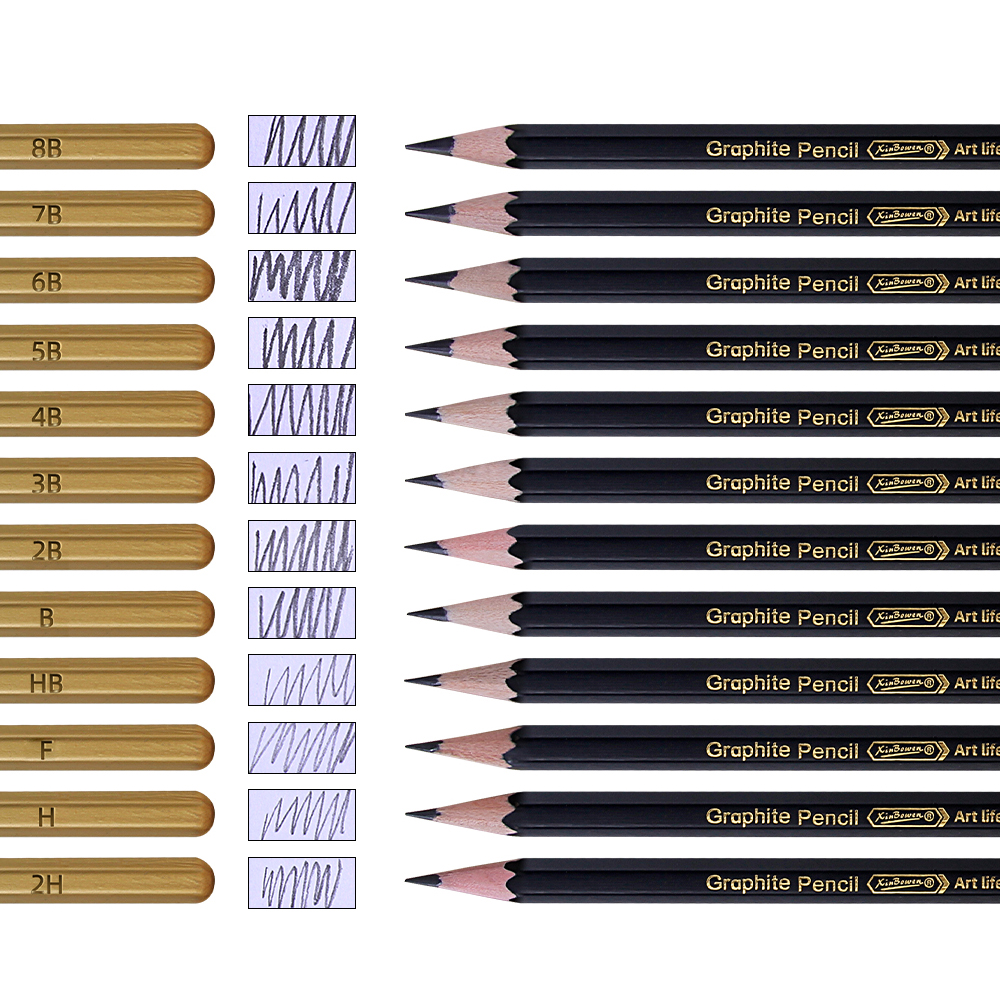 Professional Charcoal Pencils Set - 12Pcs Sketch Black Pencils for ...