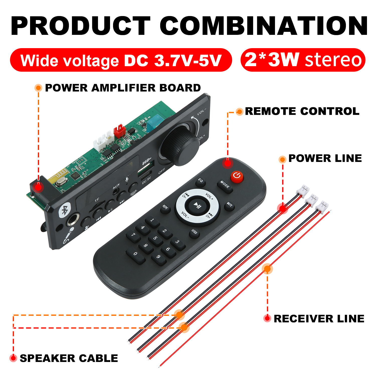 DC 5V Bluetooth 5.0 MP3 Board 6W Amplifier MP3 Player Support Call 3 ...