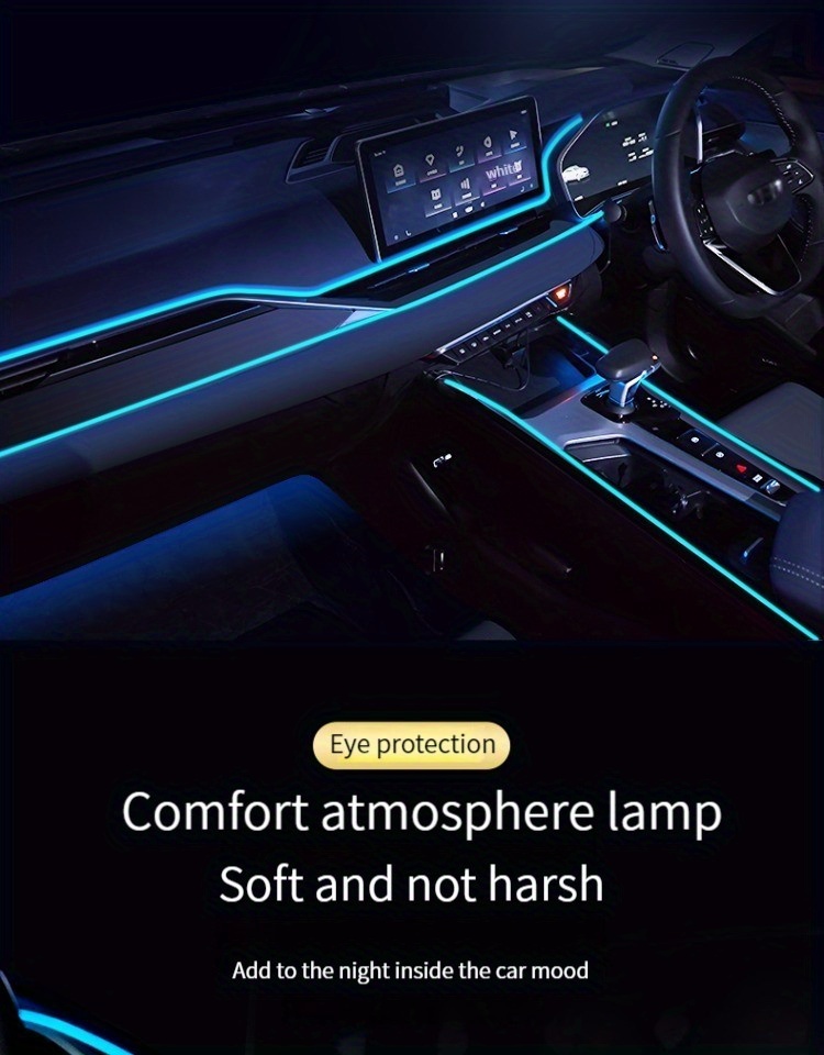 1m 2m 3m 5m car interior accessories atmosphere lamp EL cold light line ...