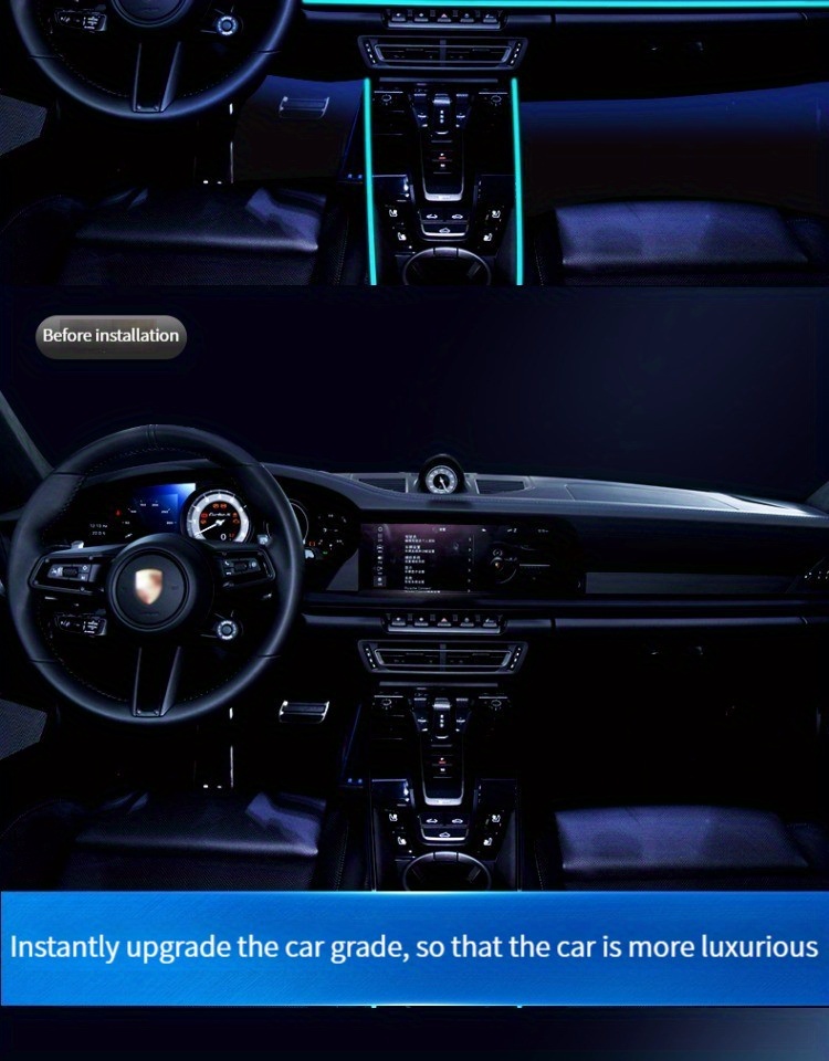 1m 2m 3m 5m car interior accessories atmosphere lamp EL cold light line ...