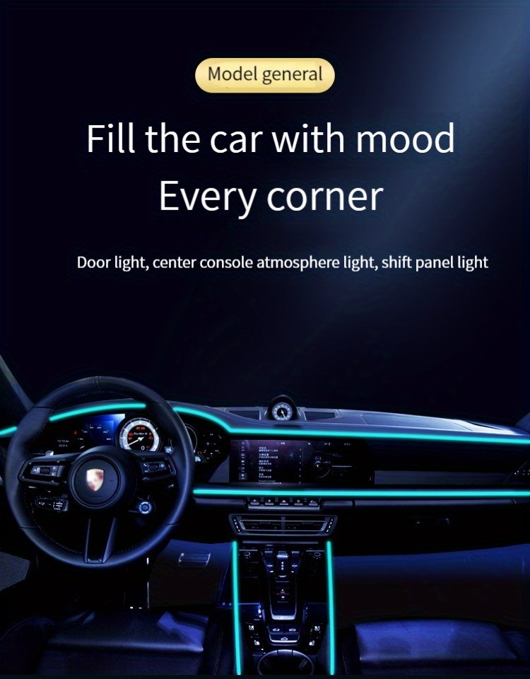 1m 2m 3m 5m car interior accessories atmosphere lamp EL cold light line ...