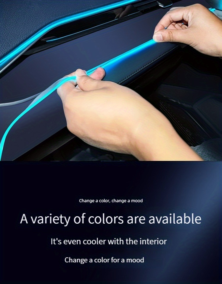 1m 2m 3m 5m car interior accessories atmosphere lamp EL cold light line ...