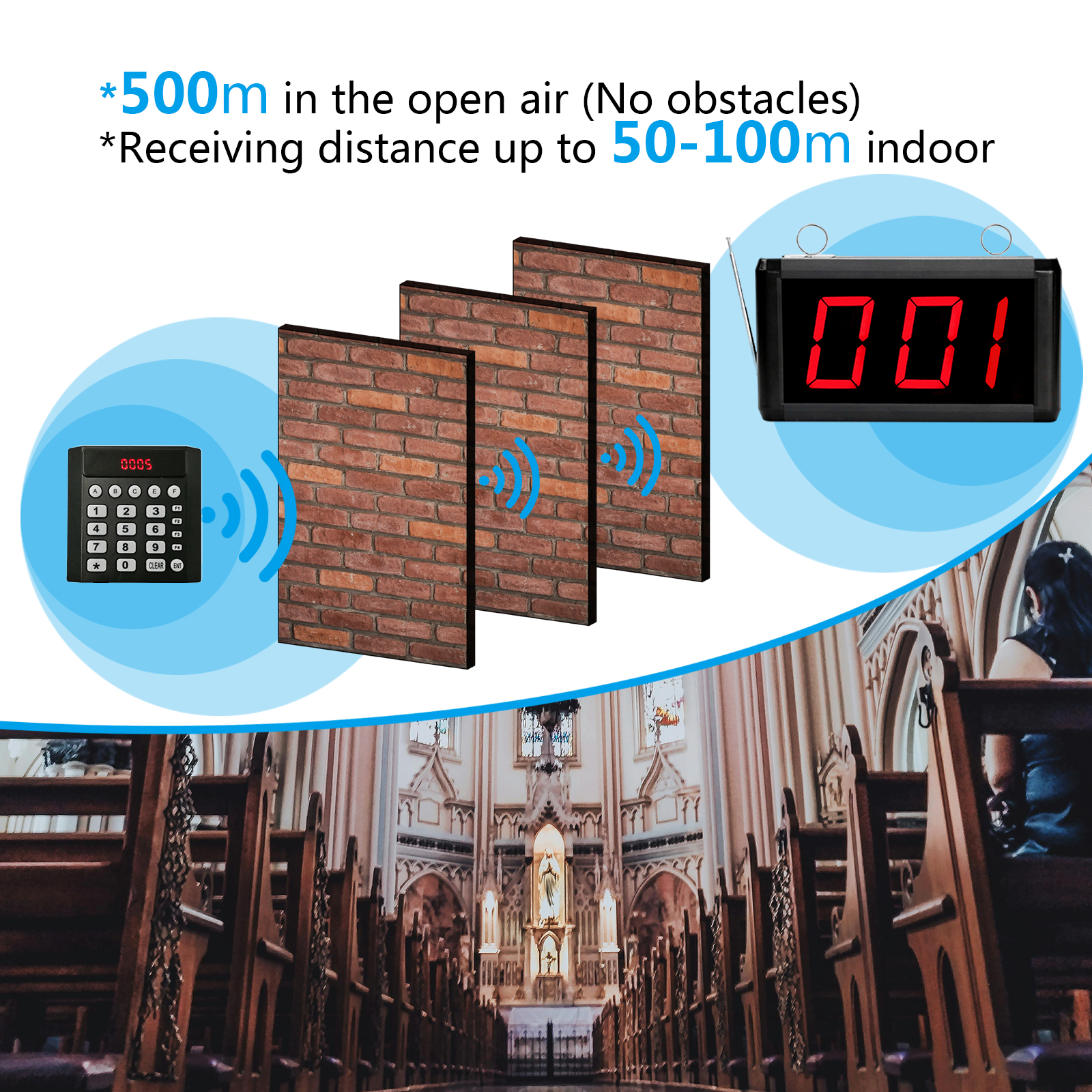 Church Call System for Pastors Pager Long Range Waiting Number Can be ...