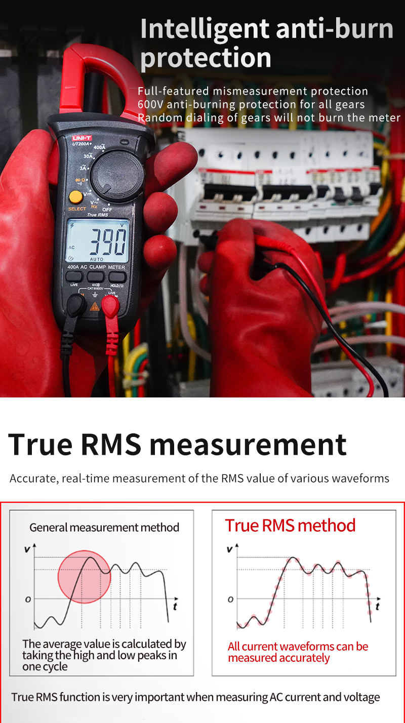 UNI-T UT200A+ UT200B+ Digital AC DC Voltage Clamp Multimeter True RMS ...