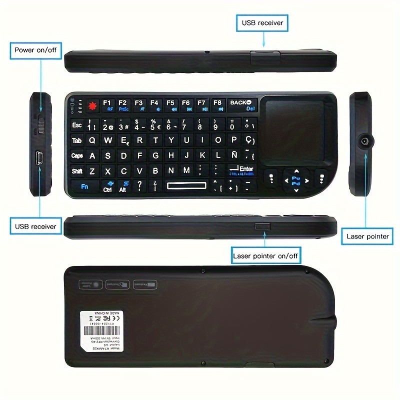 2.4G Wireless Keyboard With 7-Color Backlight Touchpad Mouse And Laser ...