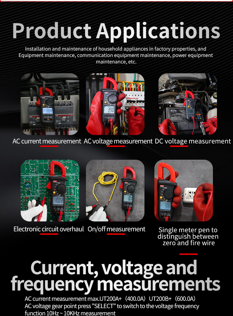 UNI-T UT200A+ UT200B+ Digital AC DC Voltage Clamp Multimeter True RMS ...