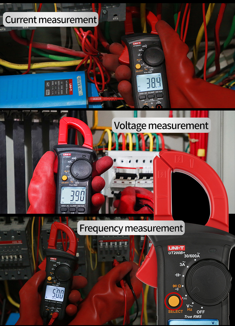 UNI-T UT200A+ UT200B+ Digital AC DC Voltage Clamp Multimeter True RMS ...