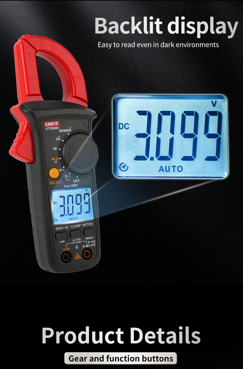 UNI-T UT200A+ UT200B+ Digital AC DC Voltage Clamp Multimeter True RMS ...