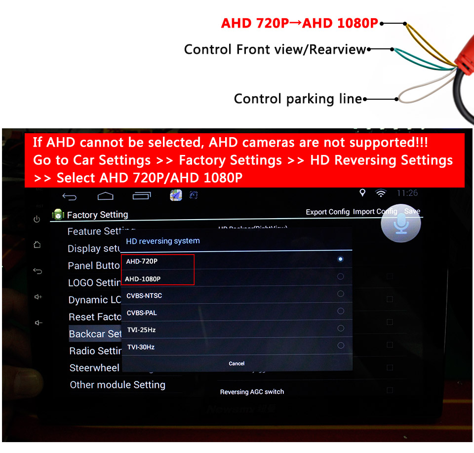 4K 720P/1080P AHD Car Vehicle Golden Lens HD Rear View Reverse Camera ...