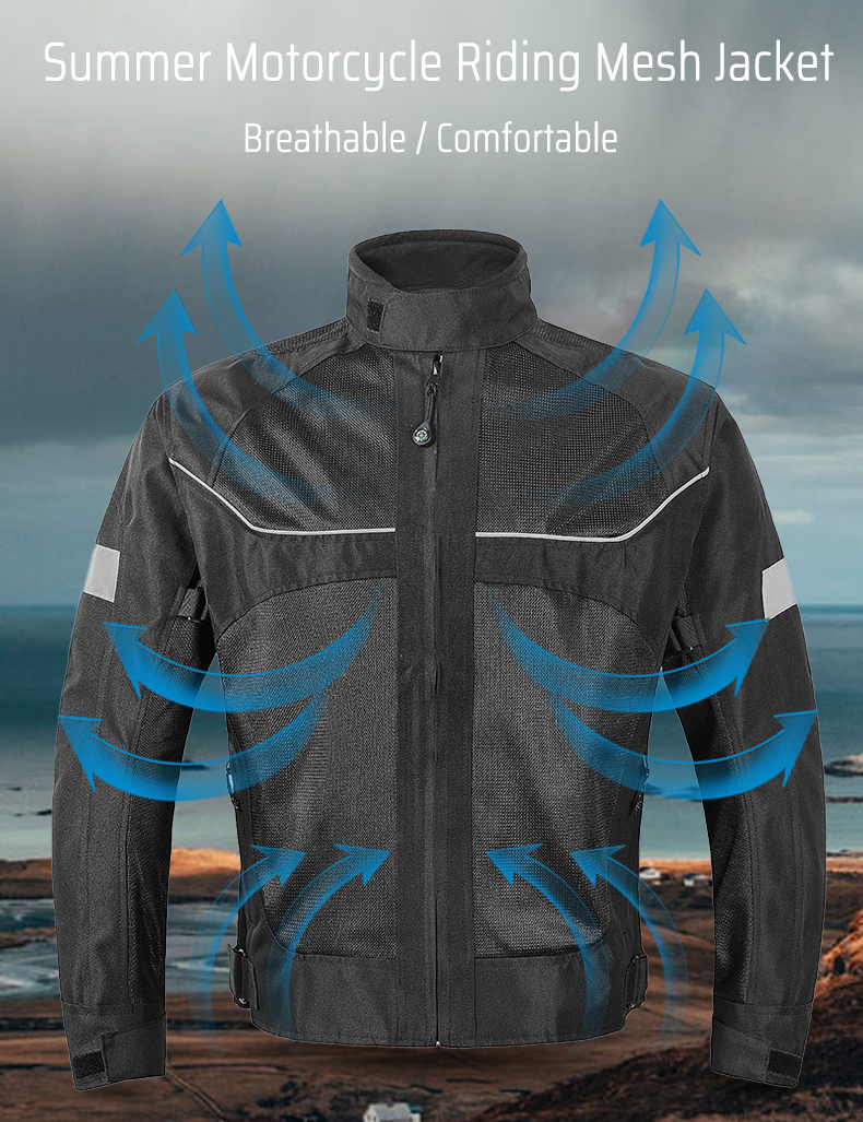 Summer Motorcycle Jackets Men Mesh Breathable Body Armor With Back ...