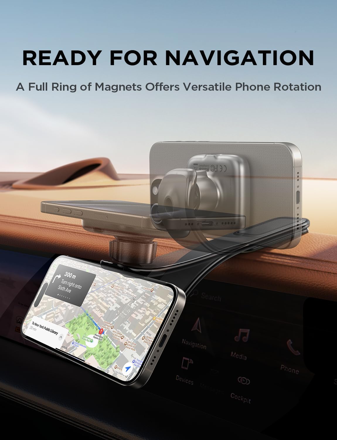 Bendable Magnetic Phone Holder Alloy Super Magnetic Car Mount for Mag ...