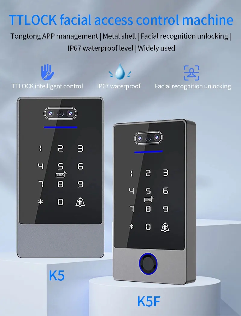 TTlock Face Recognition Smart Lock Controller Facial Access Control Keypad Biometric Fingerprint ...