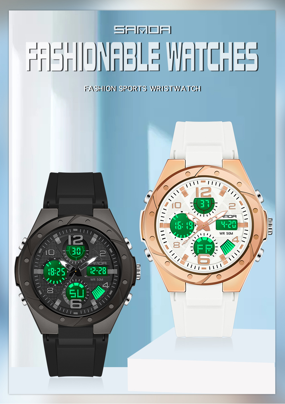 SANDA Brands Female Fashion Chrono Sport Watch Waterproof Complete ...