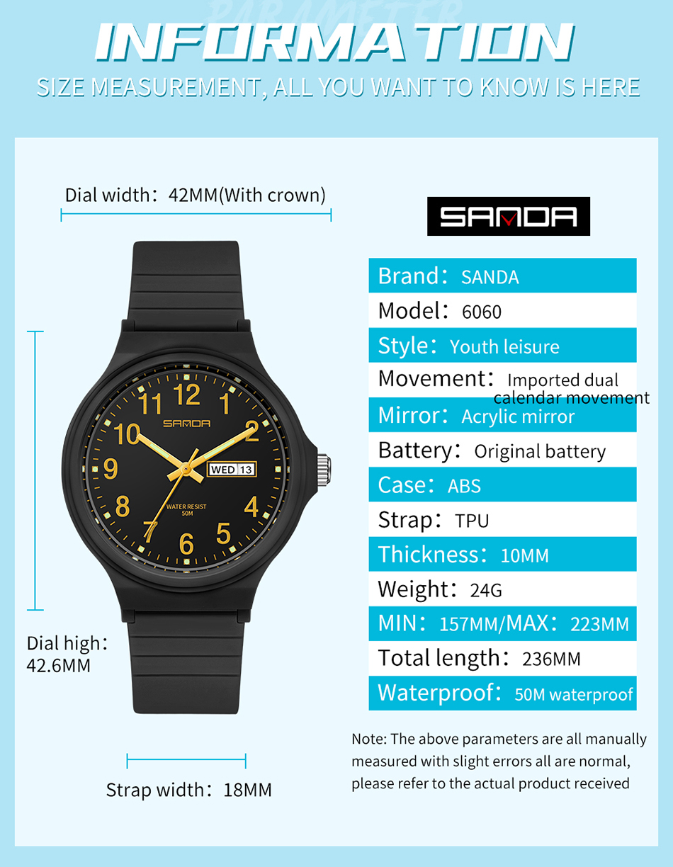 SANDA Men's Fashion Ultra Thin Watches Men Quartz Watch Business ...
