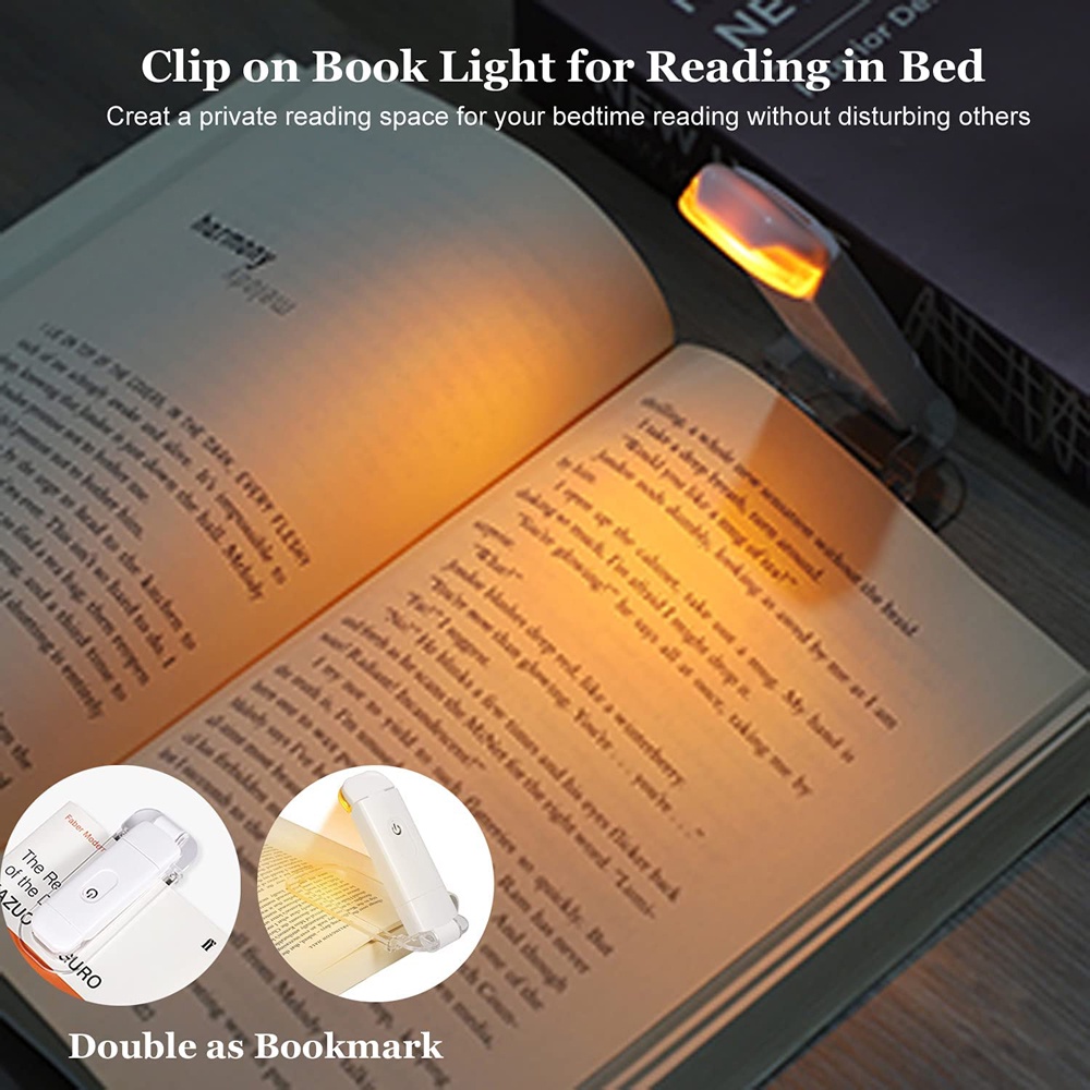 USB Mini Eye Protection Folding Book Clip Light LED Three Colours ...