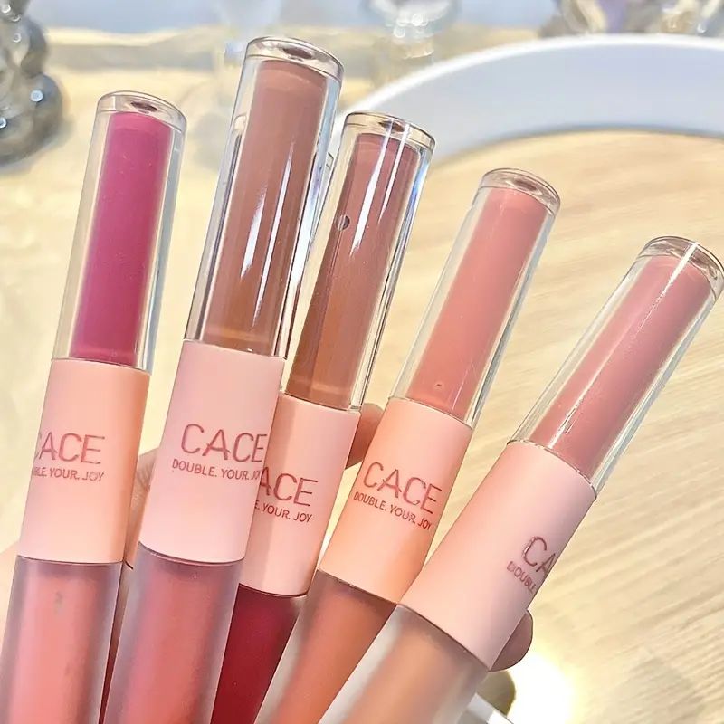 Cace Double-Ended Makeup Lipstick, Watery Mirror Lip Gloss, Matte Lip ...