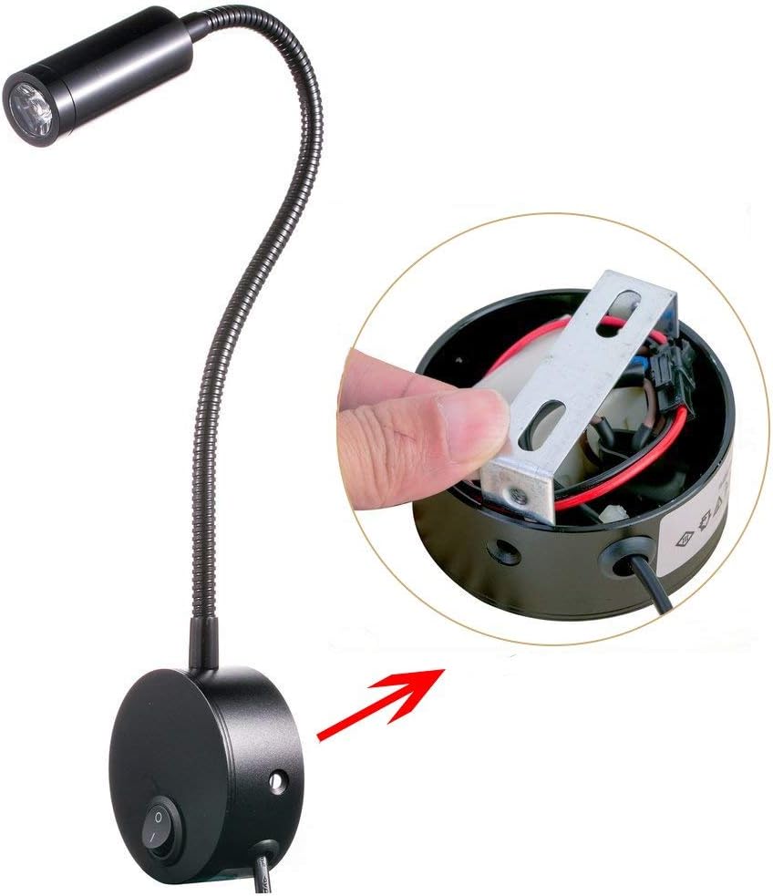 Flexible Gooseneck Wall Reading Lamp 3W Bedside Lights for Reading in ...