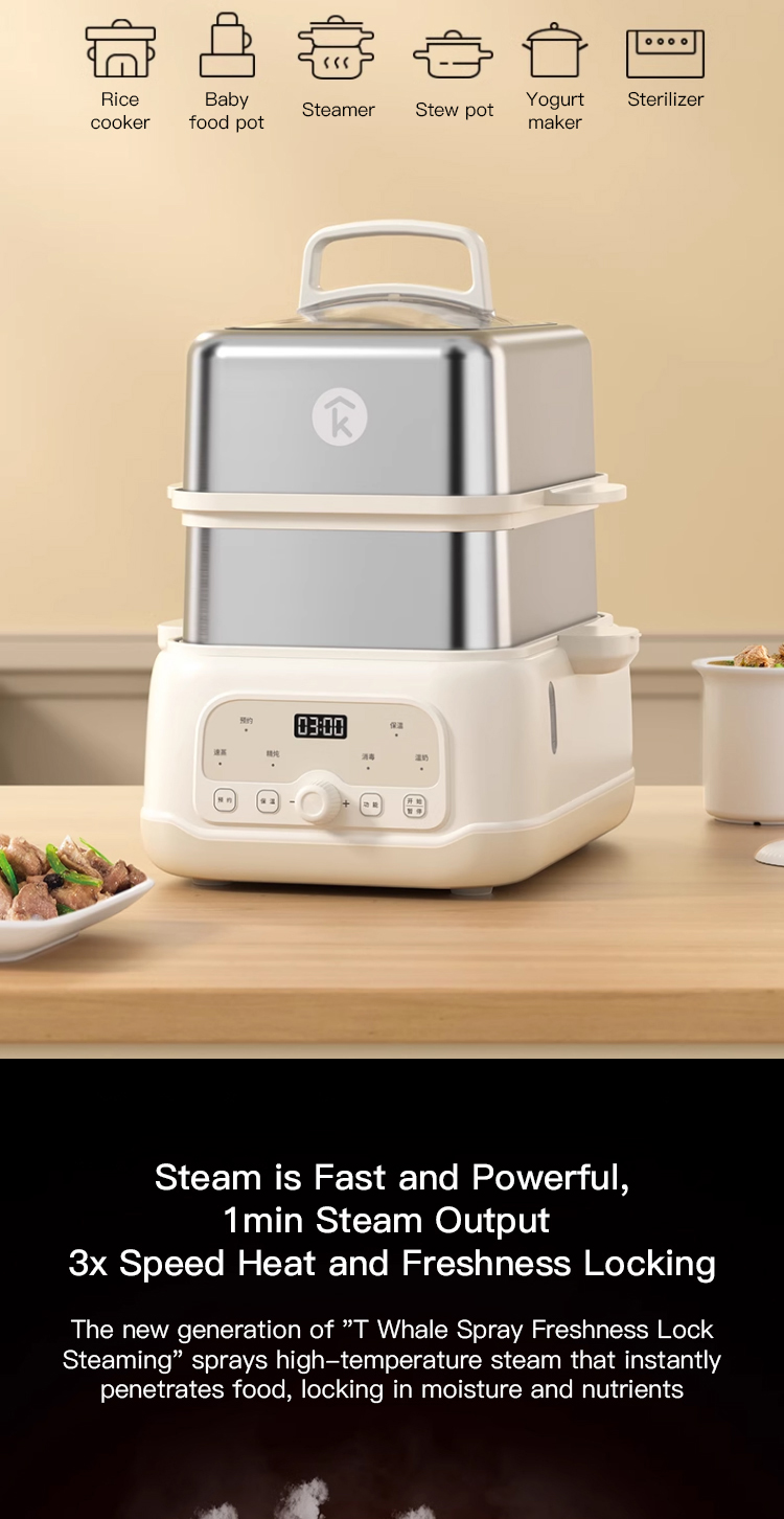 【Free gift】Keheal stainless steel electric steamer multifunctional ...