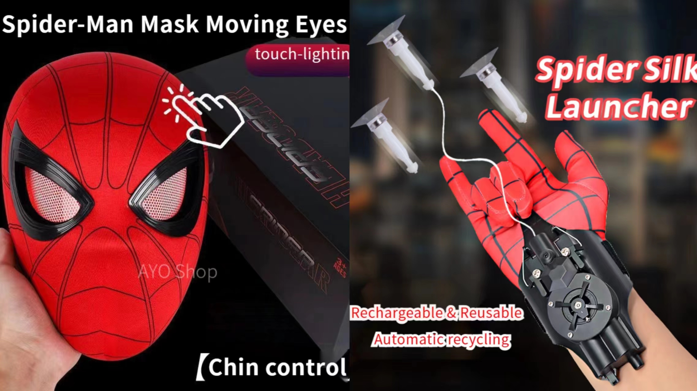 [Ready Stock] Spider-Man Headgear Electric Chin Control Movable Eyes ...