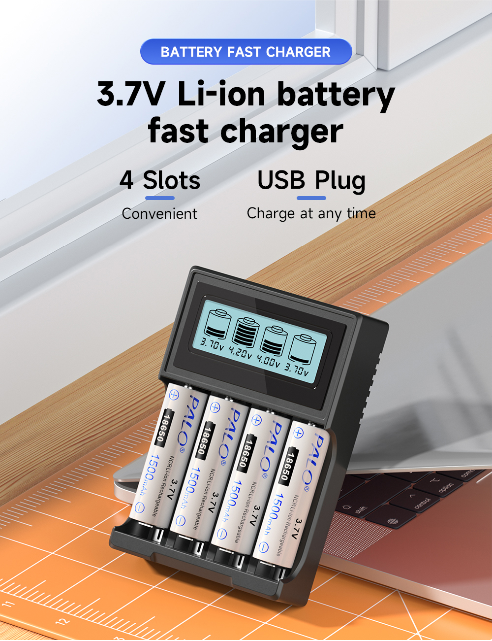 Cityork Universal 4 Slots LCD Li-ion Battery Charger With USB Interface ...