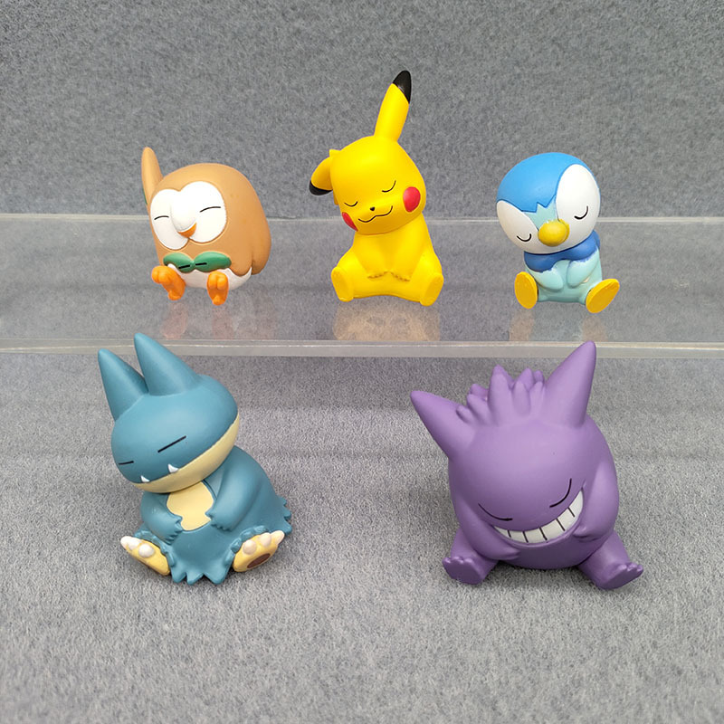 5Pcs/Set Anime Pokemon Figure Pikachu Slowpoke Psyduck Togepi Snorlax ...
