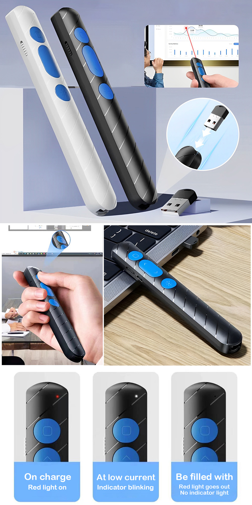 Rechargeable PPT Presentation Clicker Remote for Laptop PowerPoint ...