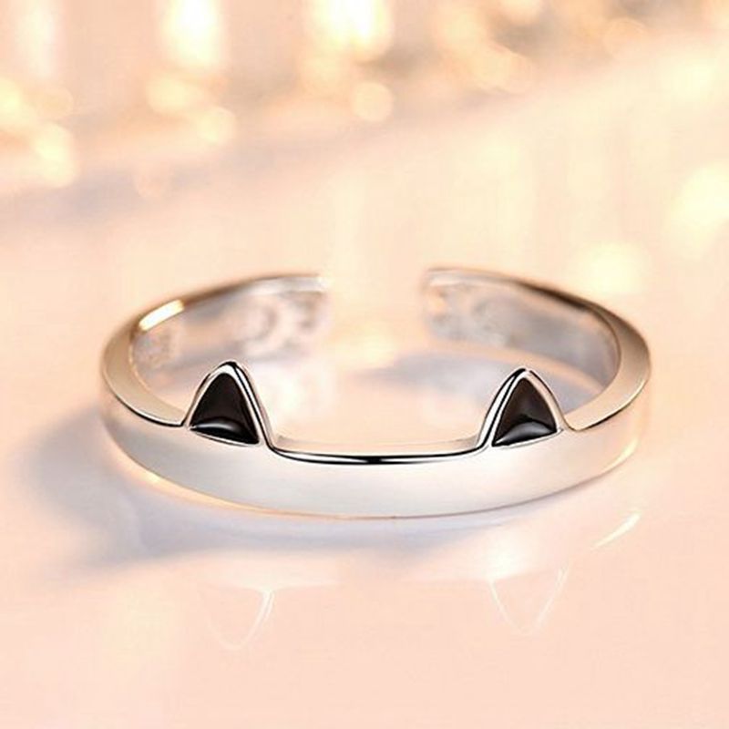 Cute Cat Ear Ring Female Adjustable Korean Version Student Creative ...